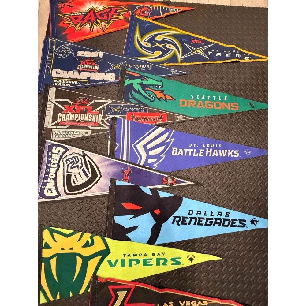 Accents | Lot Of 1 Rare Xfl Football Pennants Original Teams Y2k ...